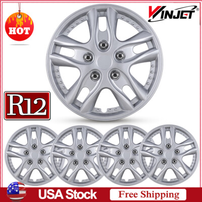 12" Set of 4 Silver Wheel Covers Snap On Full Hub Caps fit R12 Tire ...