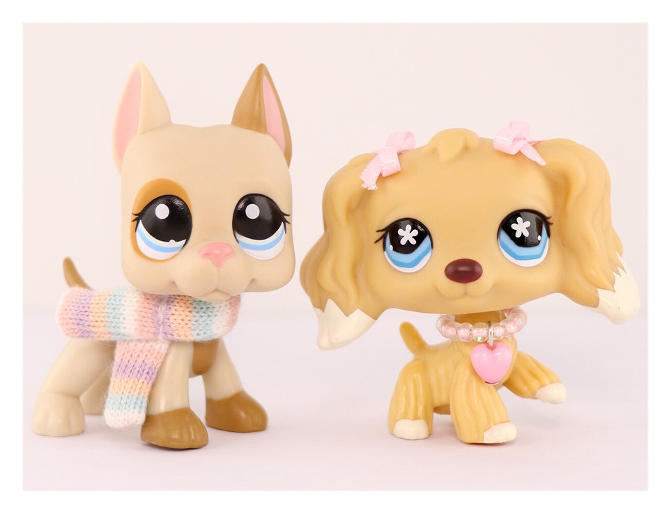 2pcs Pet Shop LPS Cocker Spaniel #748 and Great Dane #1647 Animal Toys ...