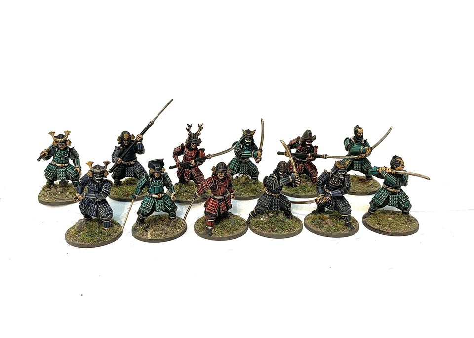 SAMURAI WARRIORS ARMY 12 28mm painted historical wargames MEDIEVAL ...