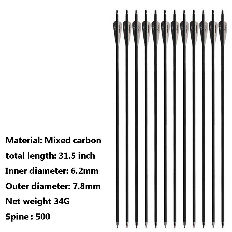 32'' Hunting Arrows Spine 350/500 Carbon Arrows / 100 grain Hunting ...