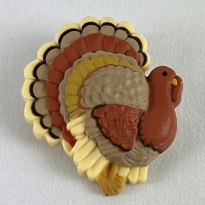 Vintage Turkey Pin 1.5” Brown Hallmark Cards Plastic C Clasp ...