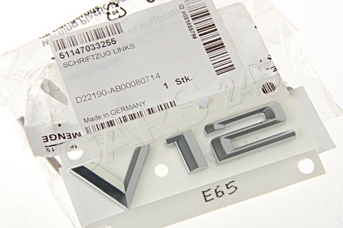 Genuine BMW E65 E66 E67 Front Wing V12 Badge Logo Left OEM 51147033255 ...