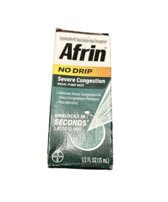 Afrin No Drip Severe Sinus Congestion Nasal Pump Mist Menthol Relief ...