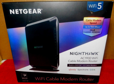 Netgear~Nighthawk Wi-Fi Cable Modem Router Model #C7000 24x8 Channel ...