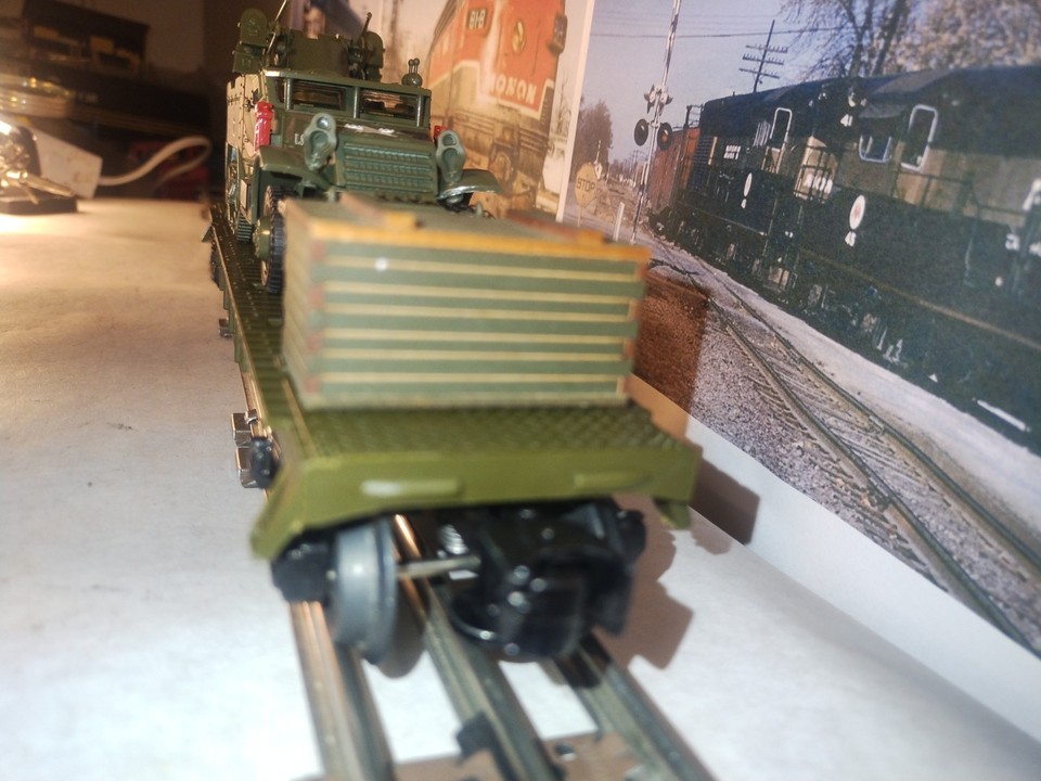 Custom O Gauge USAX Flat Car #39180 with US Army Load " Army Half Track ...