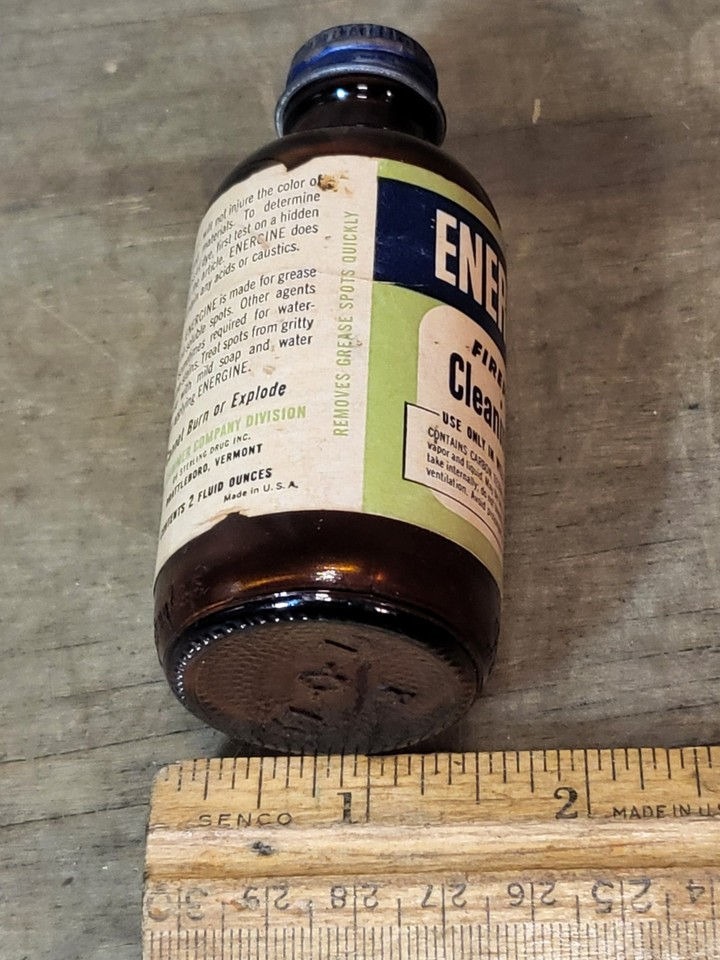 Vintage Empty Energine Fireproof Cleaning Fluid Amber Bottle 2oz | eBay