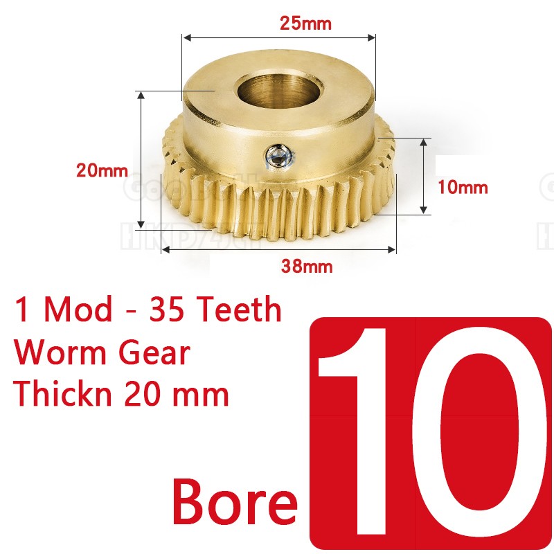 Mod 1 Worm Gear Wheel Brass 35 Tooth Worm Shaft 45# Steel Precision ...