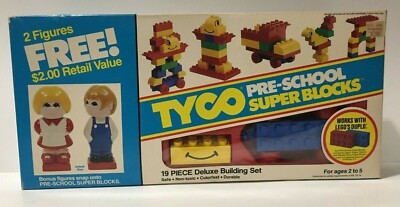 Tyco Pre-School Super Blocks 19 Piece Deluxe Building Set In Sealed Box ...