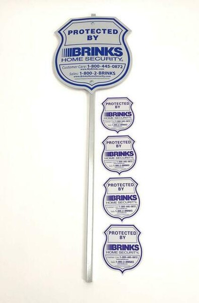 Brinks BK-1 Authentic Home Security Yard Sign and 4 Reflective Stickers ...
