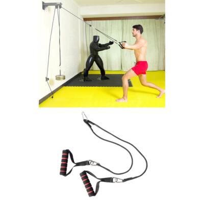 Pulley Cable Machine Attachment Training Handle Chest Expand Strap Line ...