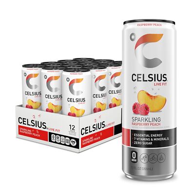 Celsius Sparkling Raspberry Peach Energy Drink 12 Fl Oz Pack of 12 ...
