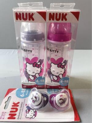 Hello Kitty NUK Plastic Baby Bottle 300ml x 2, Pacifier Set of 2 from ...