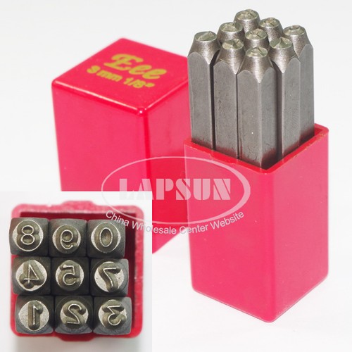 9pc 3mm 1/8" Steel Metal Number Stamp Stamping Kit Set Wood Punch ...