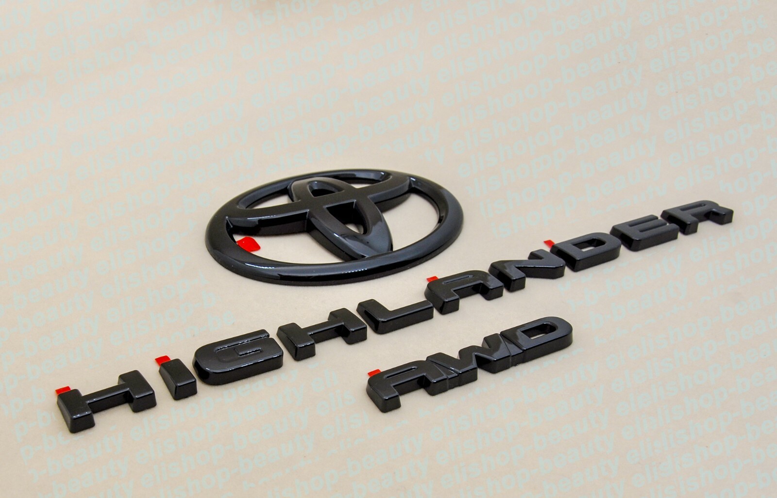 Gloss Black out 2020-2022 TOYOTA Highlander Overlay Emblem Kit AWD GEN ...