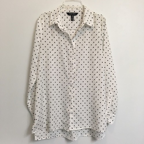 Ellen Tracy White and Black Polka Dot Button Down Shirt | eBay