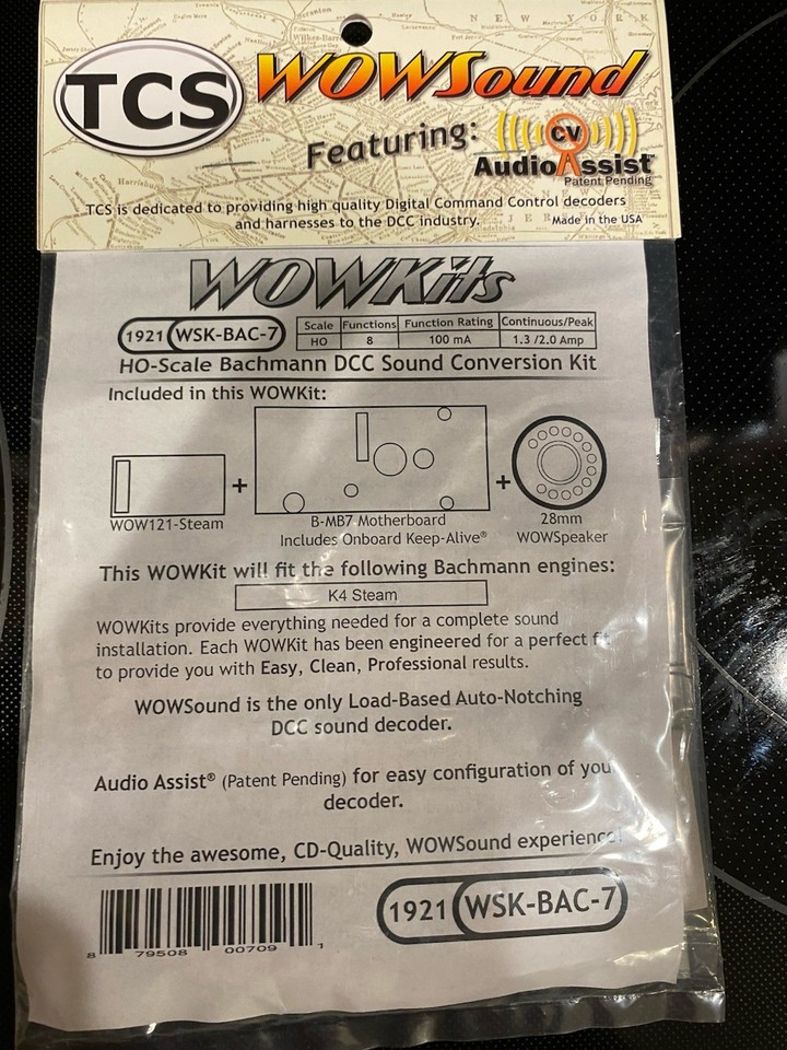 TCS DCC WSK-BAC-7 WOWKits WOWSound Decoder Bachmann Spectrum PRR K4 4-6 ...