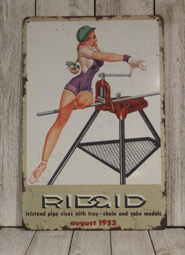 Ridgid Tools Tin Sign Sexy Pinup Girl Metal Vintage Style Power Tools ...