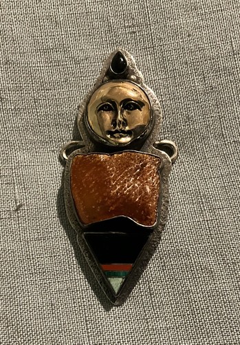 Signed Tabra Tanoa Connector Charm Sun God Copper Silver Black Onyx ...