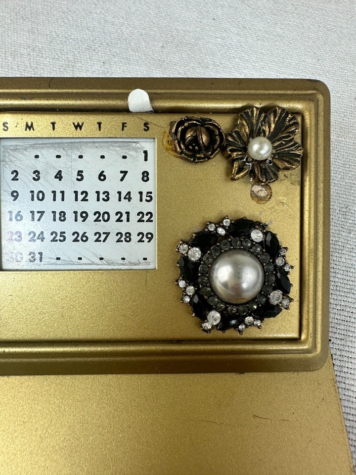 VTG Retro Office Metal 50's Clip Board Art Nouveau Calendar Rhinestones ...