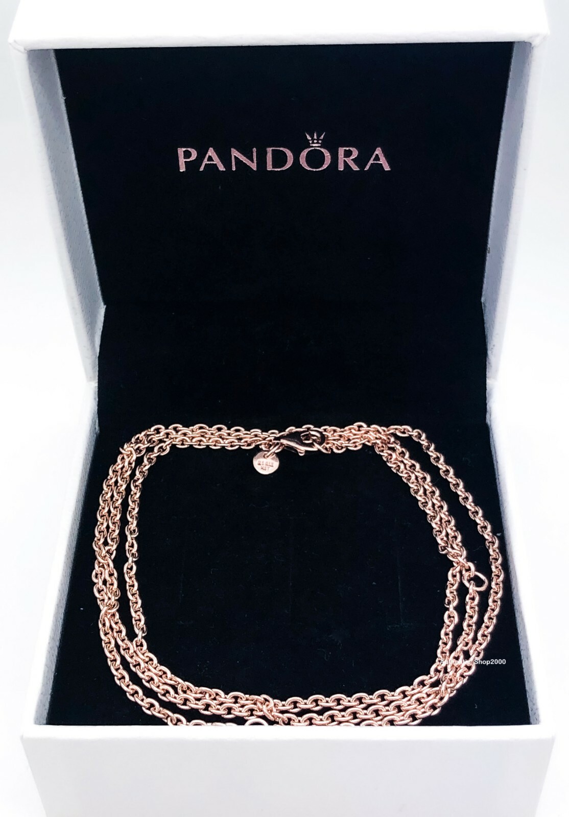 NEW Authentic PANDORA Rose™ 14K Gold Plated Long Cable Chain Necklace ...
