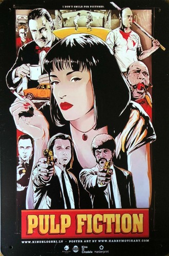 PULP FICTION Rustic Look Vintage Tin Metal Sign Man Cave, cafe Bar ...