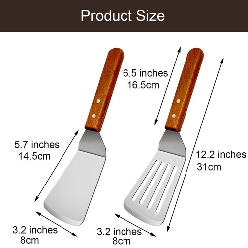 2Pcs Metal Spatulas Set, Metal Spatula for Cast Iron Skillet, Cooking ...