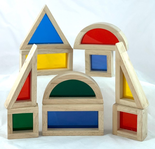 10ct Colorful Window Wood Unit Blocks In Box Lakeshore Learning Toys To ...
