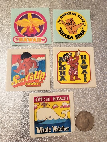 80s Vintage Hawaii Hawaiin Resources Honolulu Stickers Orchid Surf ...