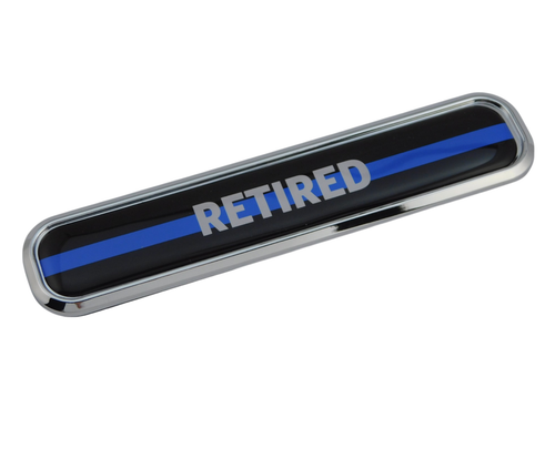 Retired Police Thin blue line Chrome Emblem 3D Decal sticker car bike ...