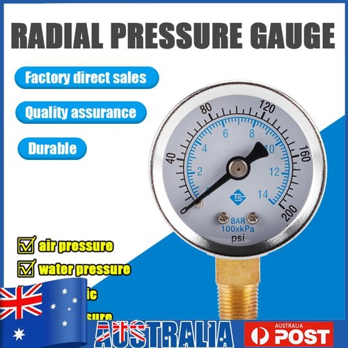 40mm Dial Oil Pressure Meter Radial 1/8in NPT 0-200PSI for Air Water ...