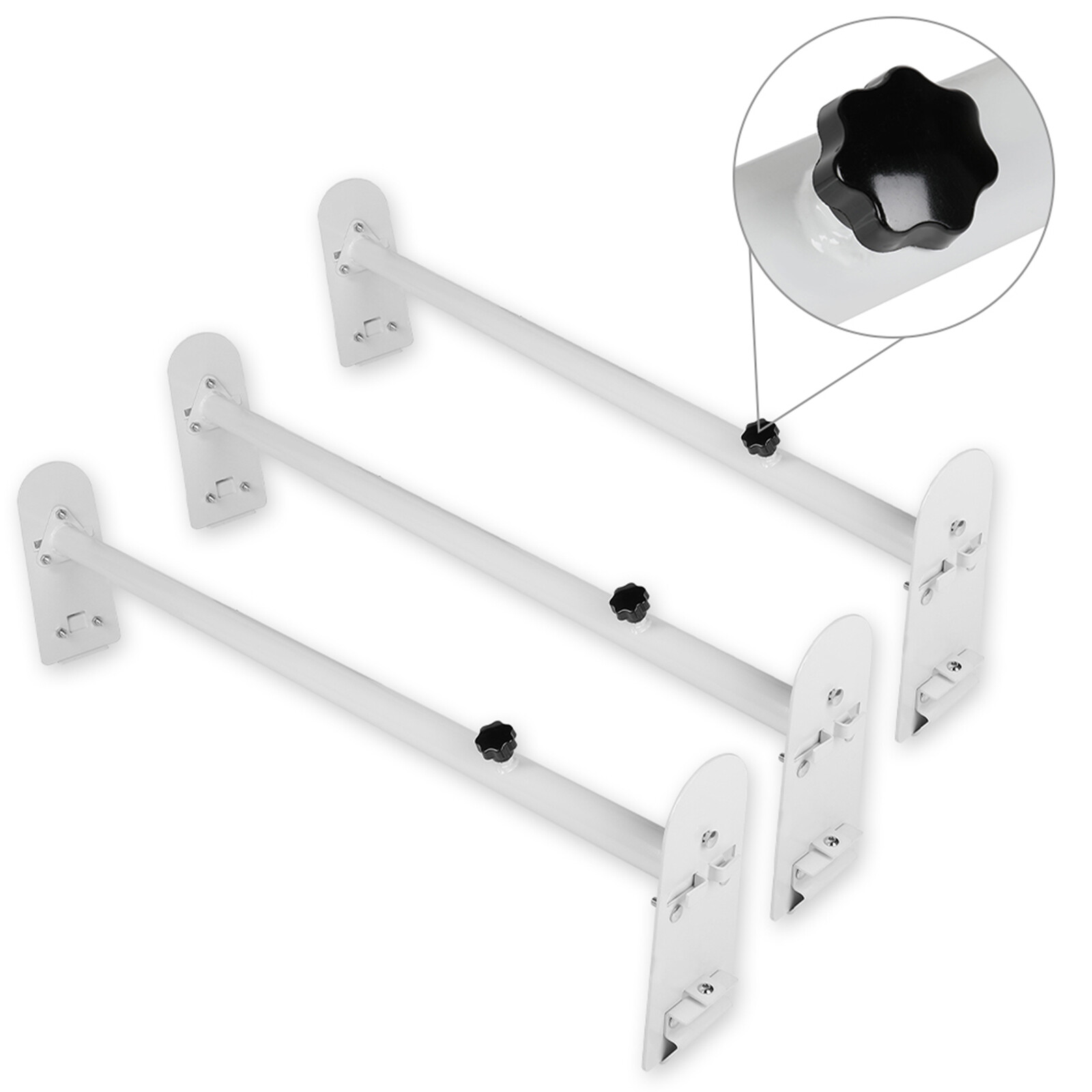 750lb VAN 3 Bar Van Roof Ladder Rack Heavy Duty Steel White CAR Top ...