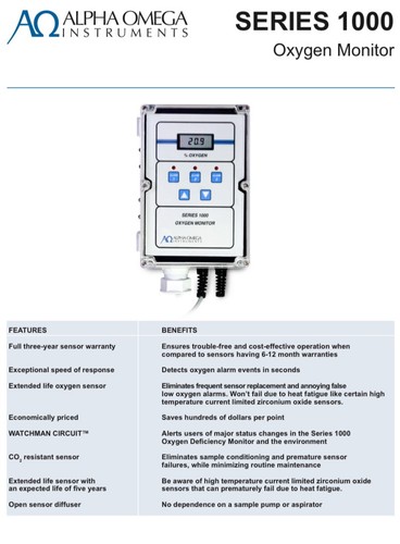Alpha Omega Instruments Series 1000 Oxygen Monitor Analyzer Sensor | eBay