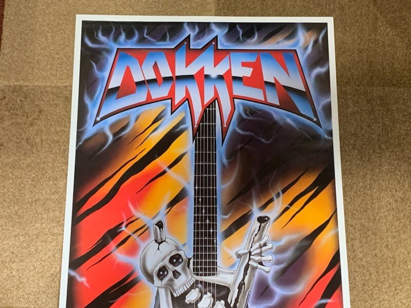 Dokken George Lynch poster 22x33 Bones guitar skeleton tiger stripe ...