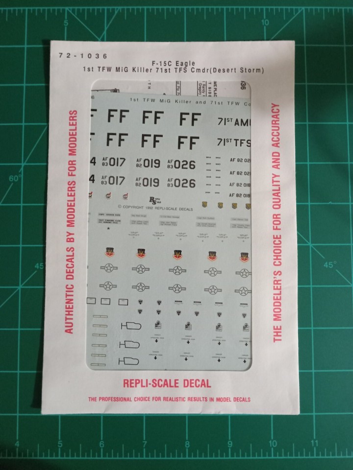 1/72 1036 Repli-Scale F-15C Eagle Desert Storm Mig Killer decal for ...