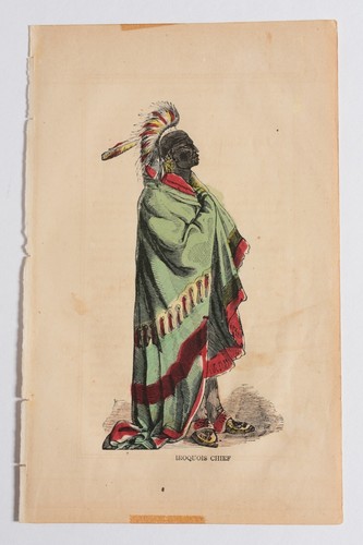 Antique 1800s Set of 5 prints of Native American Chiefs, Hand colored ...