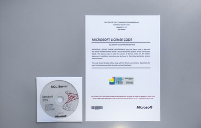 SQL Server 2022 Standard Unlimited Core & Unlimited CALs License & DVD ...