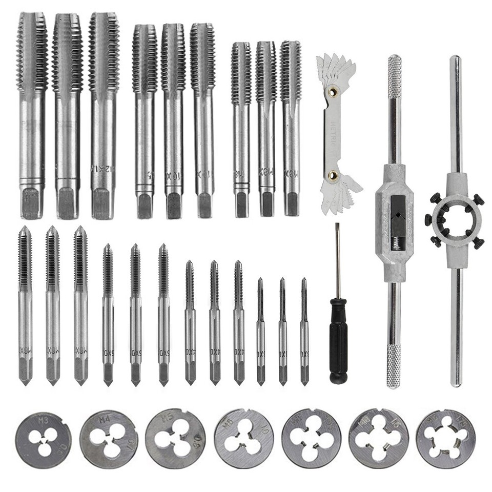 32 Pieces Tap and Dies Set Split Dies Metric Screw Threads Cutting ...