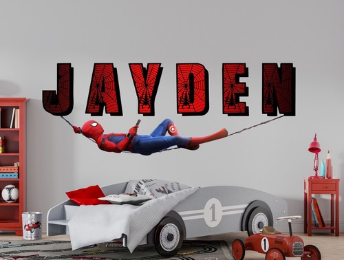 Spider-man Personalised Custom Name Decal Wall Sticker Superhero Decor ...