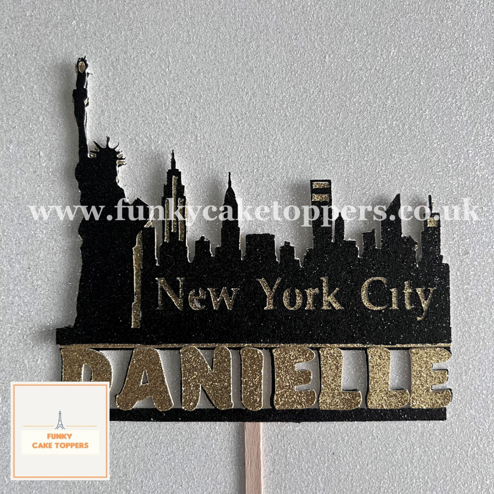 NEW YORK SKYLINE glitter birthday cake topper NY statue of liberty ...