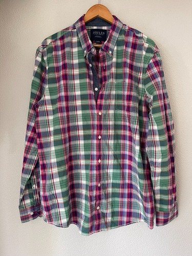 Joules Mens Button Up Shirt Long Sleeve Check Pattern Green Pink Blue ...