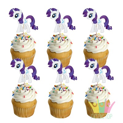 12 x My Little Pony Rarity CUPCAKE CAKE TOPPER Party Supplies Lolly ...