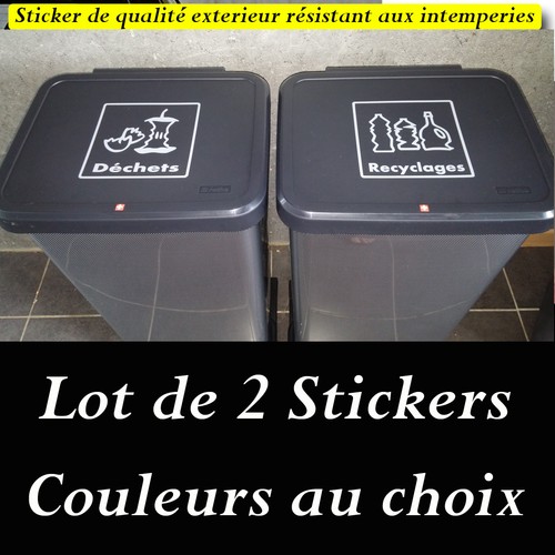 sticker autocollant poubelle tri sélectif déchets recyclages ordure ...