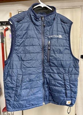 Carhartt Puffer Vest Mens Large Navy United Airlines Zip Up | eBay