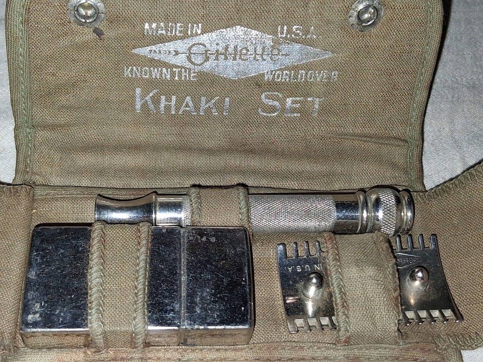 WW1 U.S. Army Gillette Khaki Shaving Kit | eBay