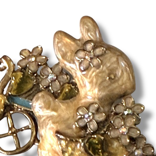 Vintage Bunny and Chick Floral Easter Brooch Gold Tone Enamel ...