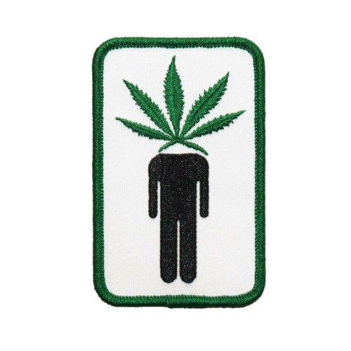Pot Head Man With Marijuana Leaf Head Patch Stoner Embroidered Iron On ...