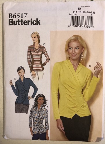 Butterick Pattern B6517 Sz 14-22 Blouse Pullover Knit Ruching 4 Styles ...