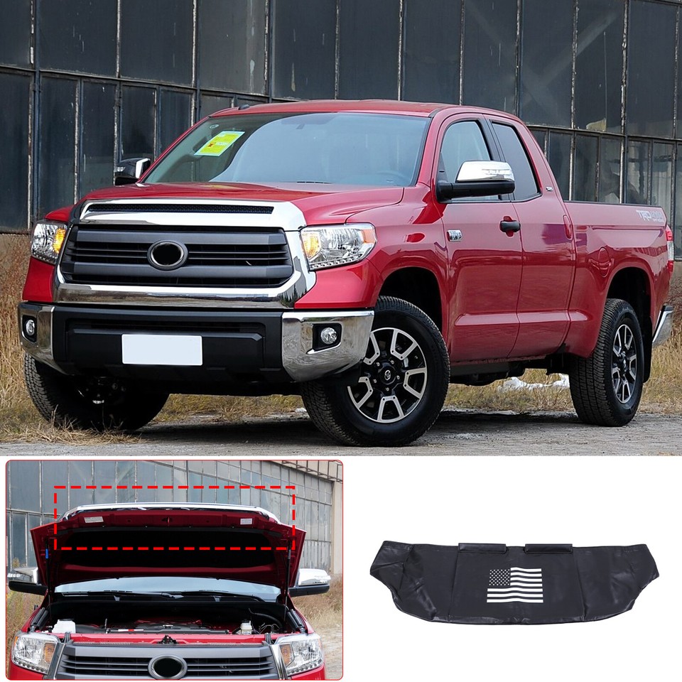 PU Leather Car Bonnet Hood Bra Wind & Bug Deflectors For Toyota Tundra ...