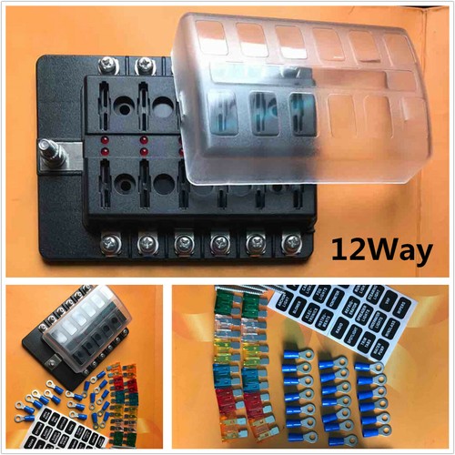 12 Way Fuse Box Car Truck Standard ATO ATC Blade Fuse Block Holder LED ...