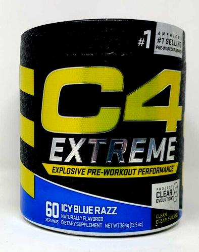 1 x C4 Extreme Pre Workout Powder Icy Blue Razz 60 servings 02/2026 ...